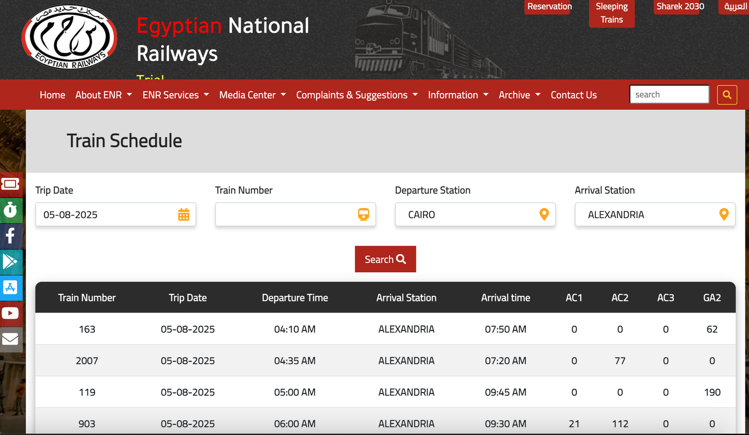 Cairo to Alexandria Train - timetable, tickets, and what to expect! — Egypt Adventures Travel