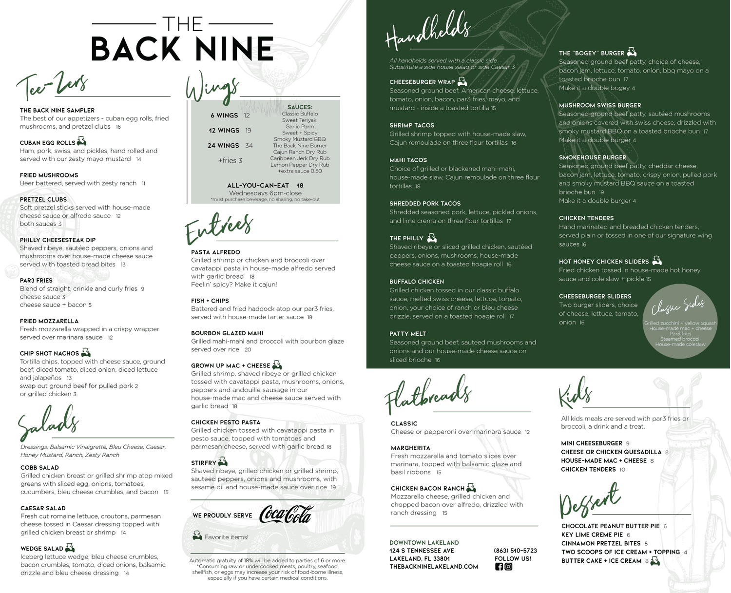 MENU — The Back Nine