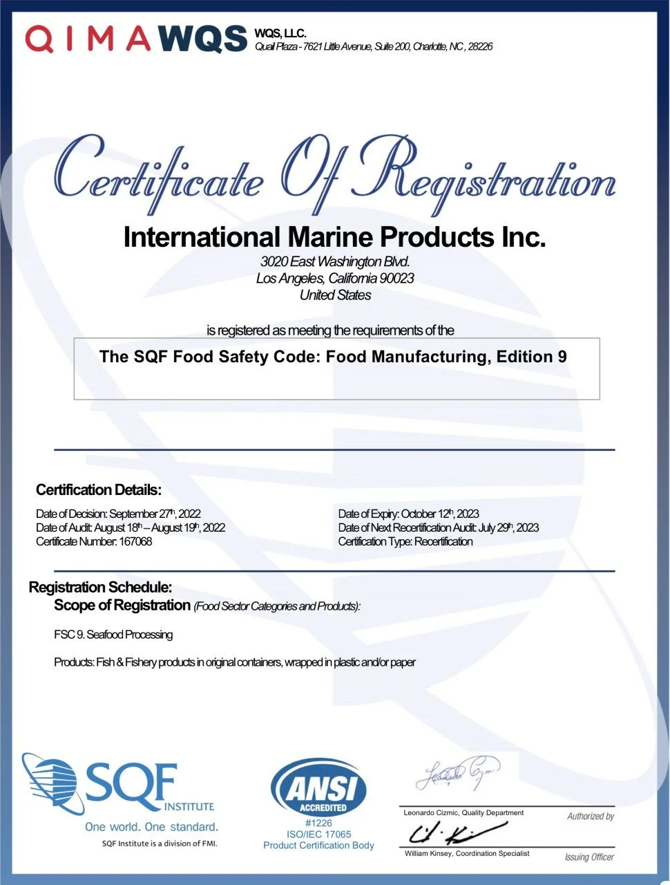 Certifications — International Marine Products