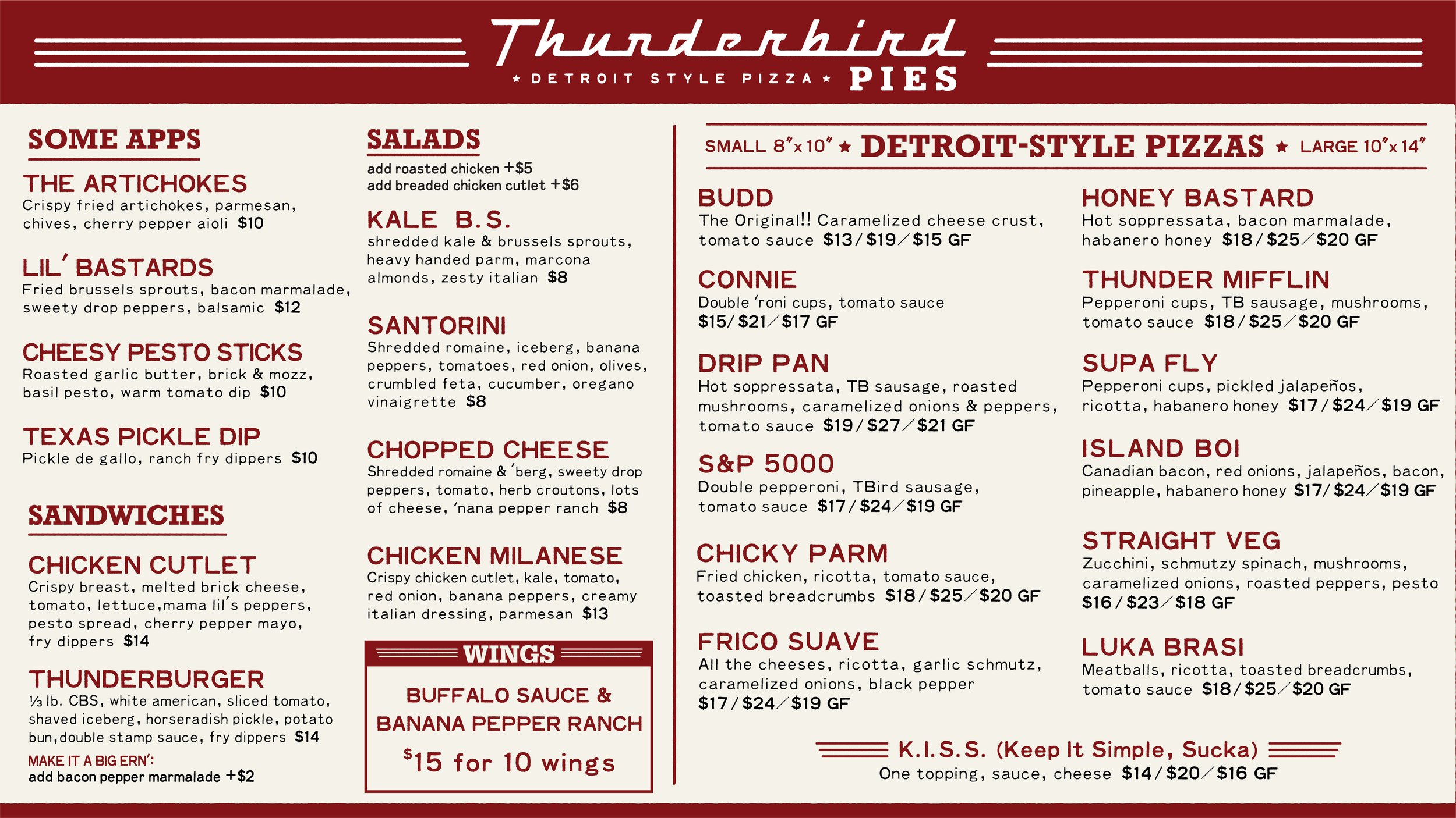 Location & Menu — Thunderbird Pies