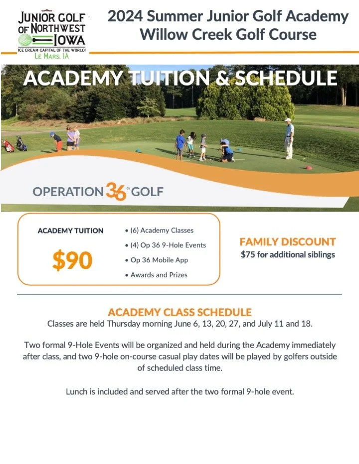 OP 36 Program - JR. Golf NW Iowa — Junior Golf of Northwest Iowa