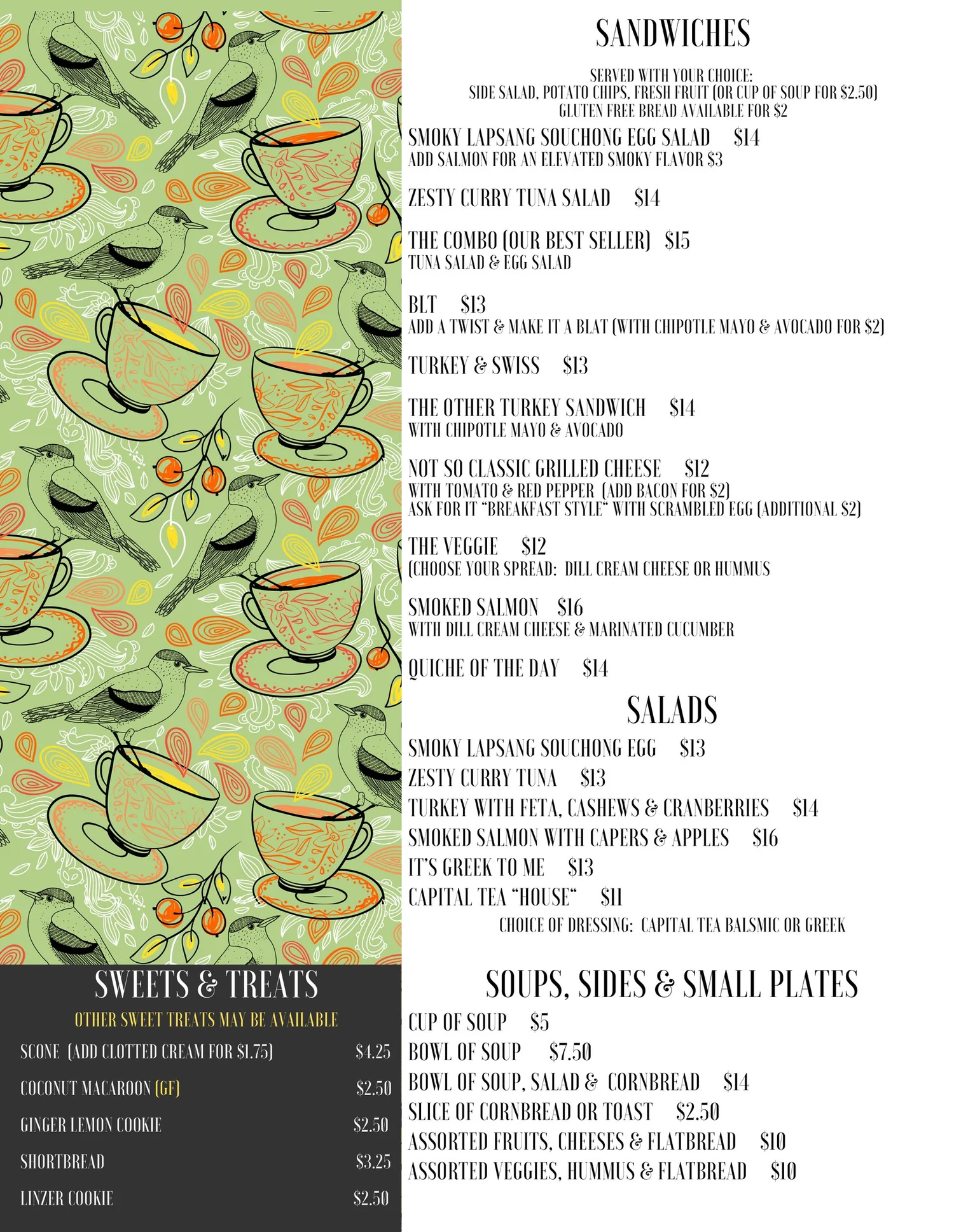 Tea House Menu — Capital Tea