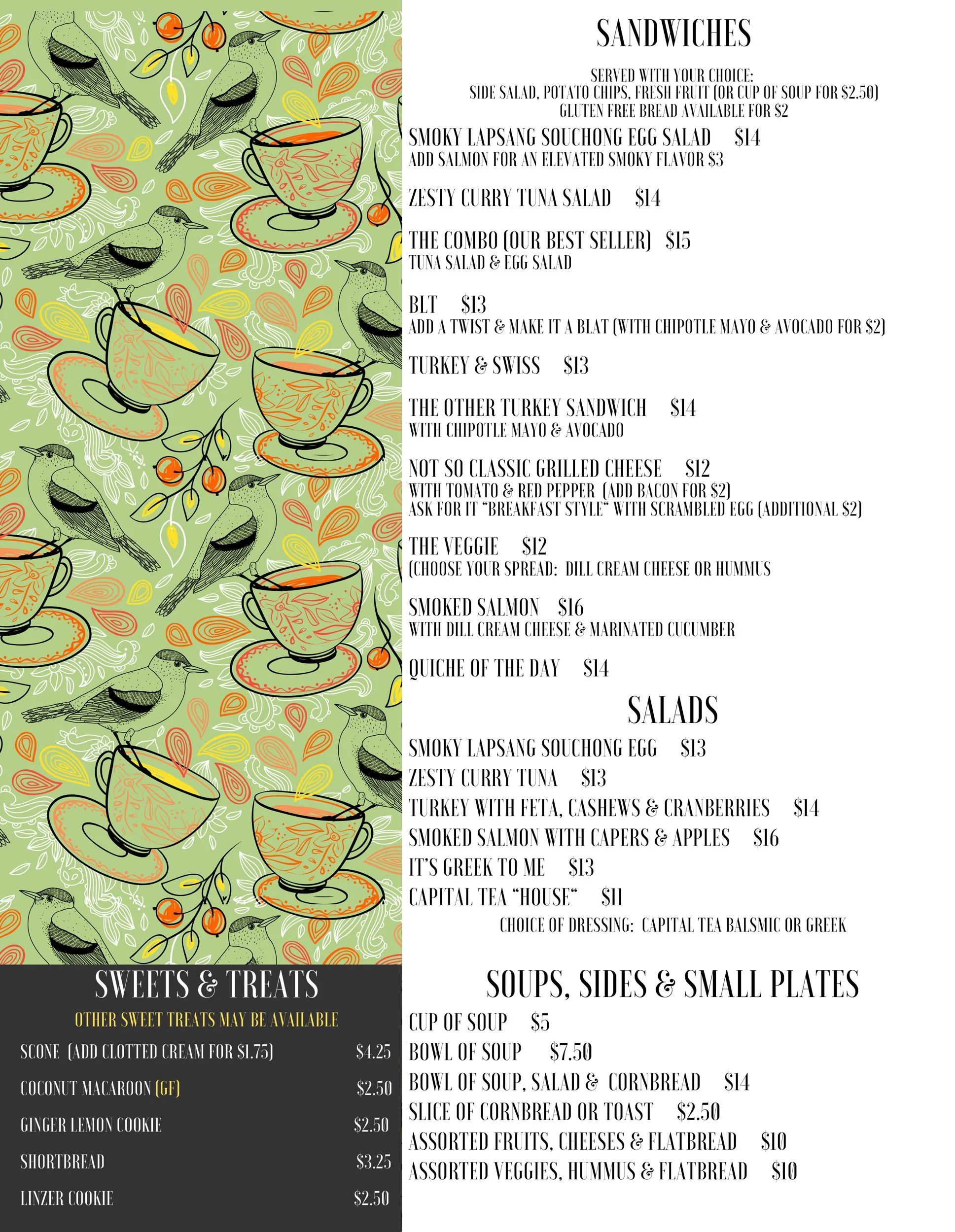 Tea House Menu — Capital Tea