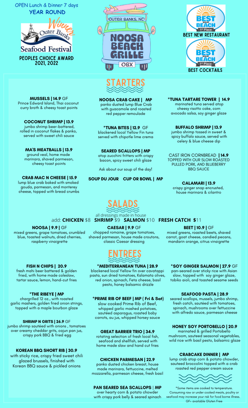 Menu 1 — Noosa Beach Grille