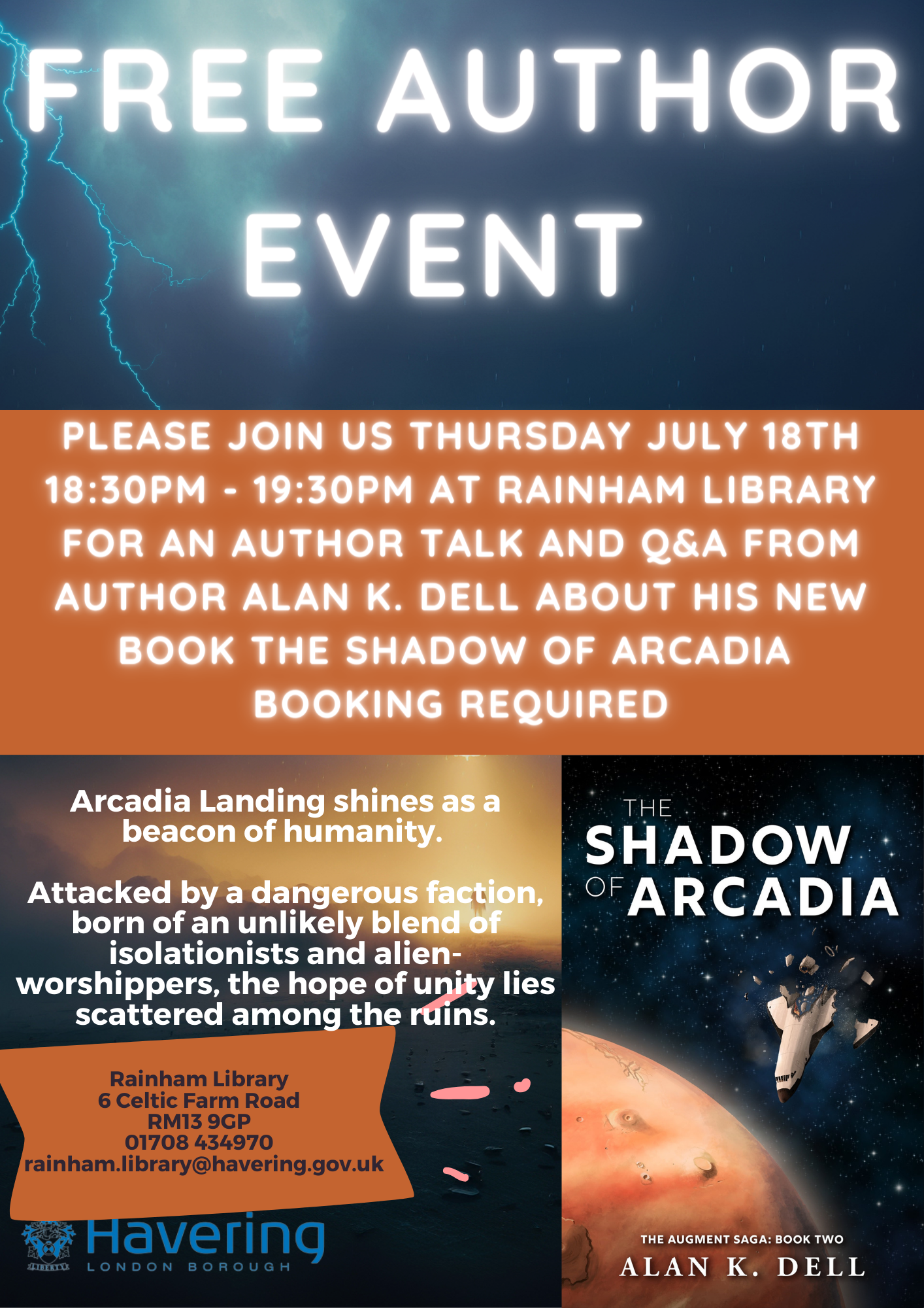 The Shadow of Arcadia Launch Event — Alan K. Dell