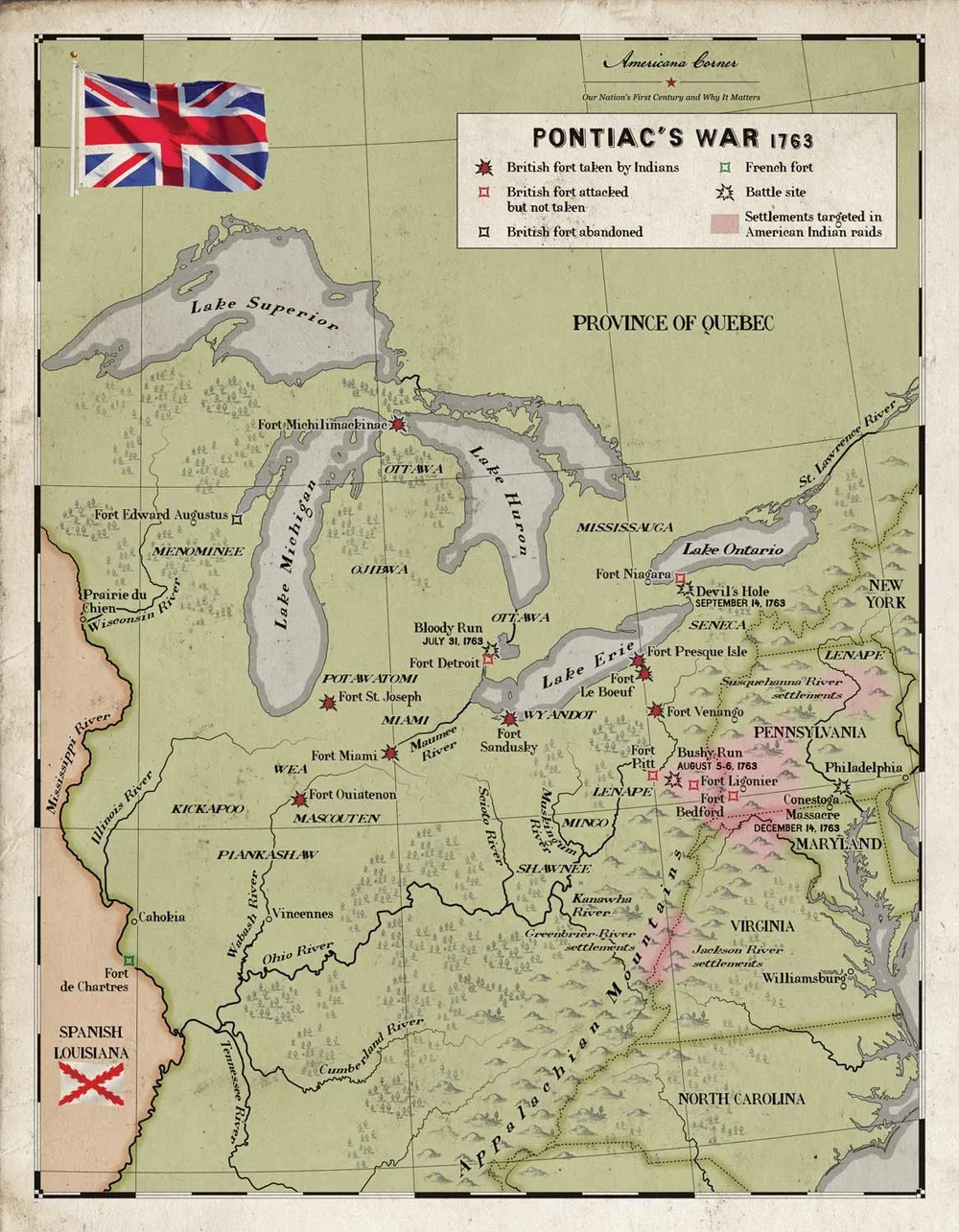 Colonial Settlement Maps: Pontiac's Rebellion — Americana Corner