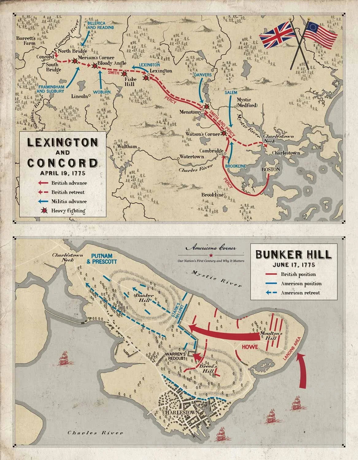 American Revolution Maps: Lexington and Concord — Americana Corner