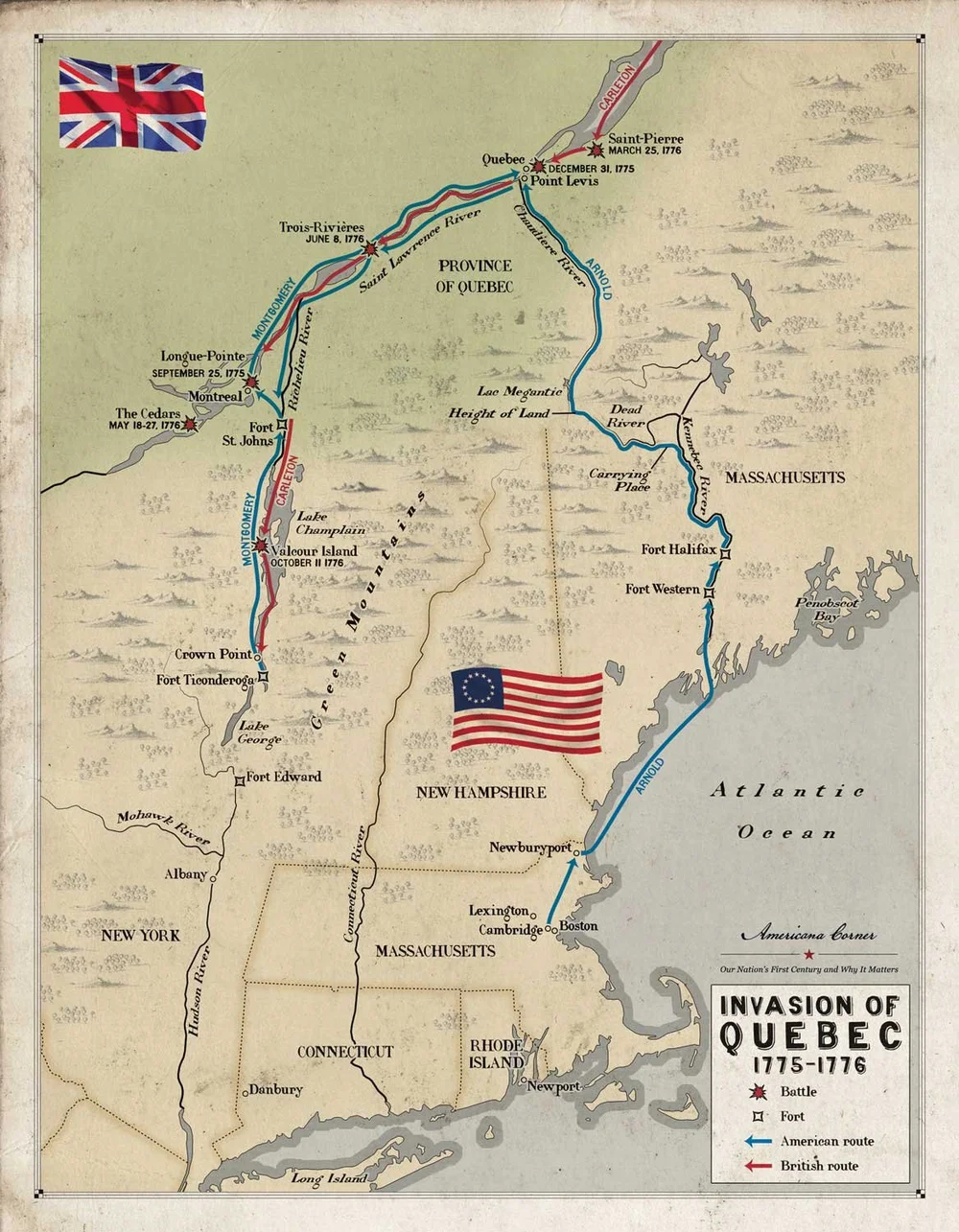 American Revolution Maps: Invasion of Quebec — Americana Corner