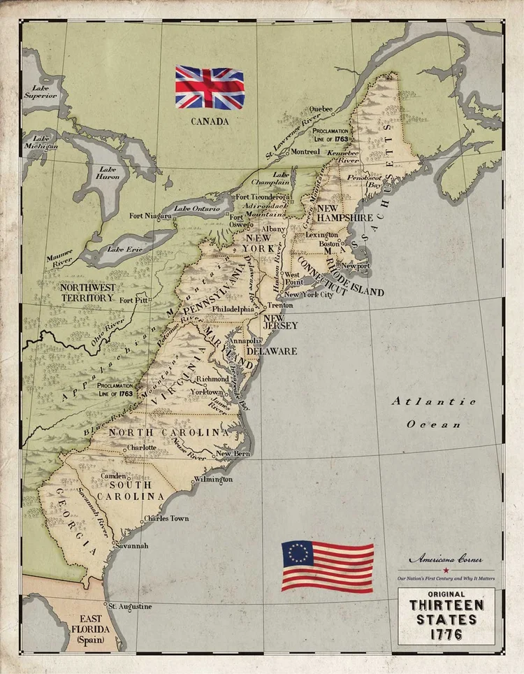 American Revolution Maps: Original Thirteen States — Americana Corner