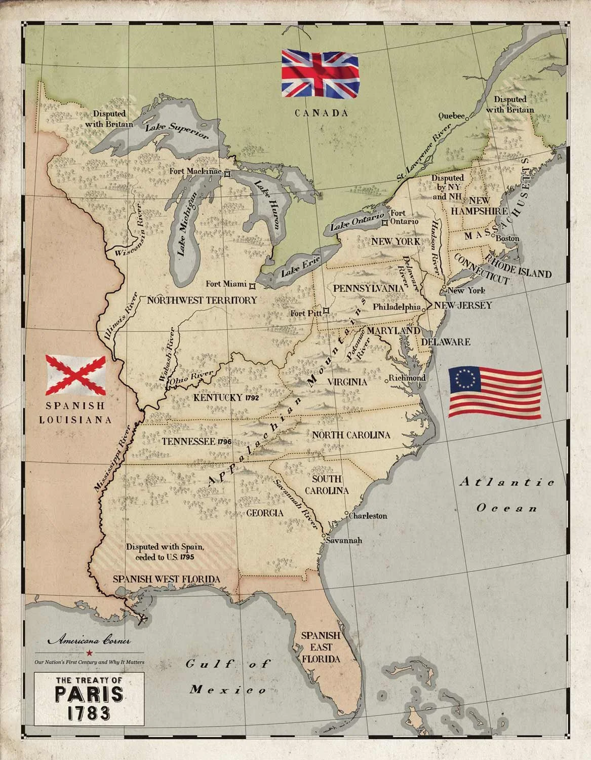American Revolution Maps: The Treaty of Paris 1783 — Americana Corner
