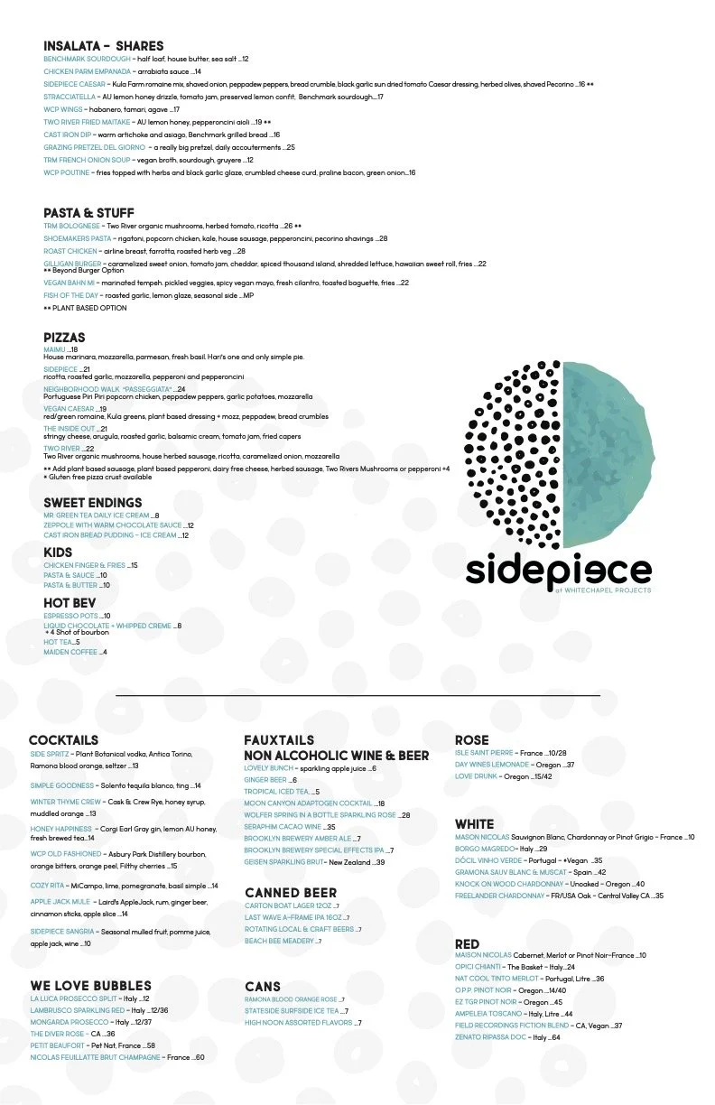 MENU — THE WHITECHAPEL PROJECTS