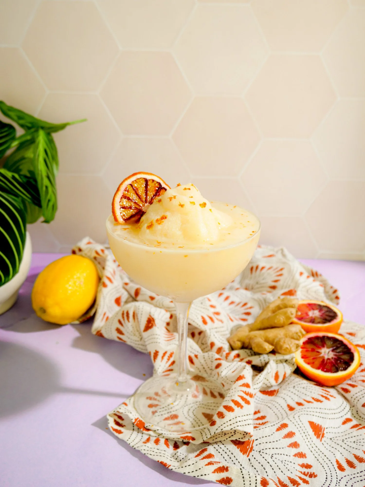 Miso Ginger Summer Slushee Cocktail (Low Sugar + Dairy Free)