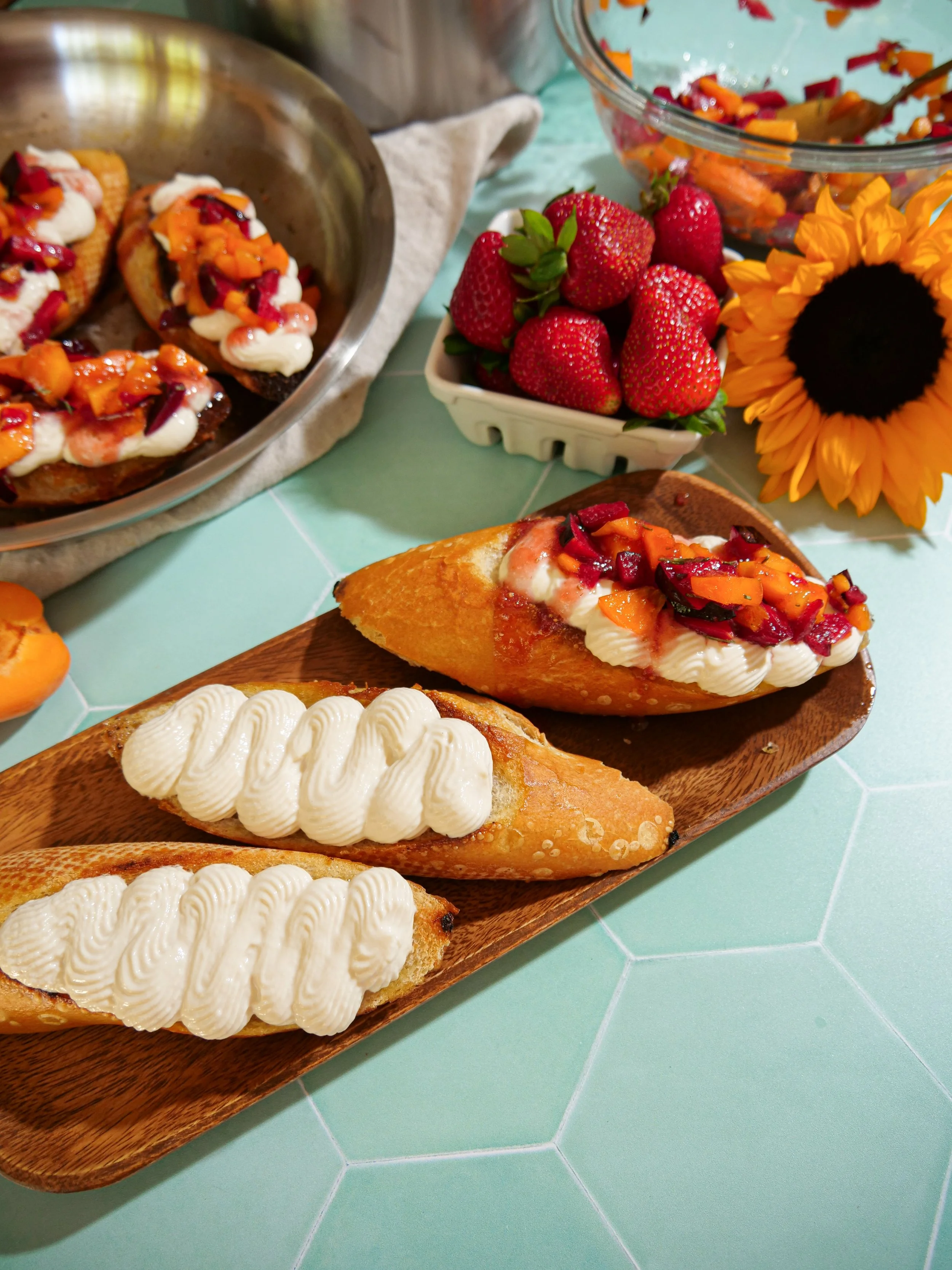 Summer Ricotta Toast With Rosemary Stone Fruit (Dairy Free + Plant Based)