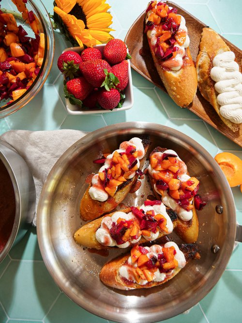 Summer Ricotta Toast With Rosemary Stone Fruit (Dairy Free + Plant Based)