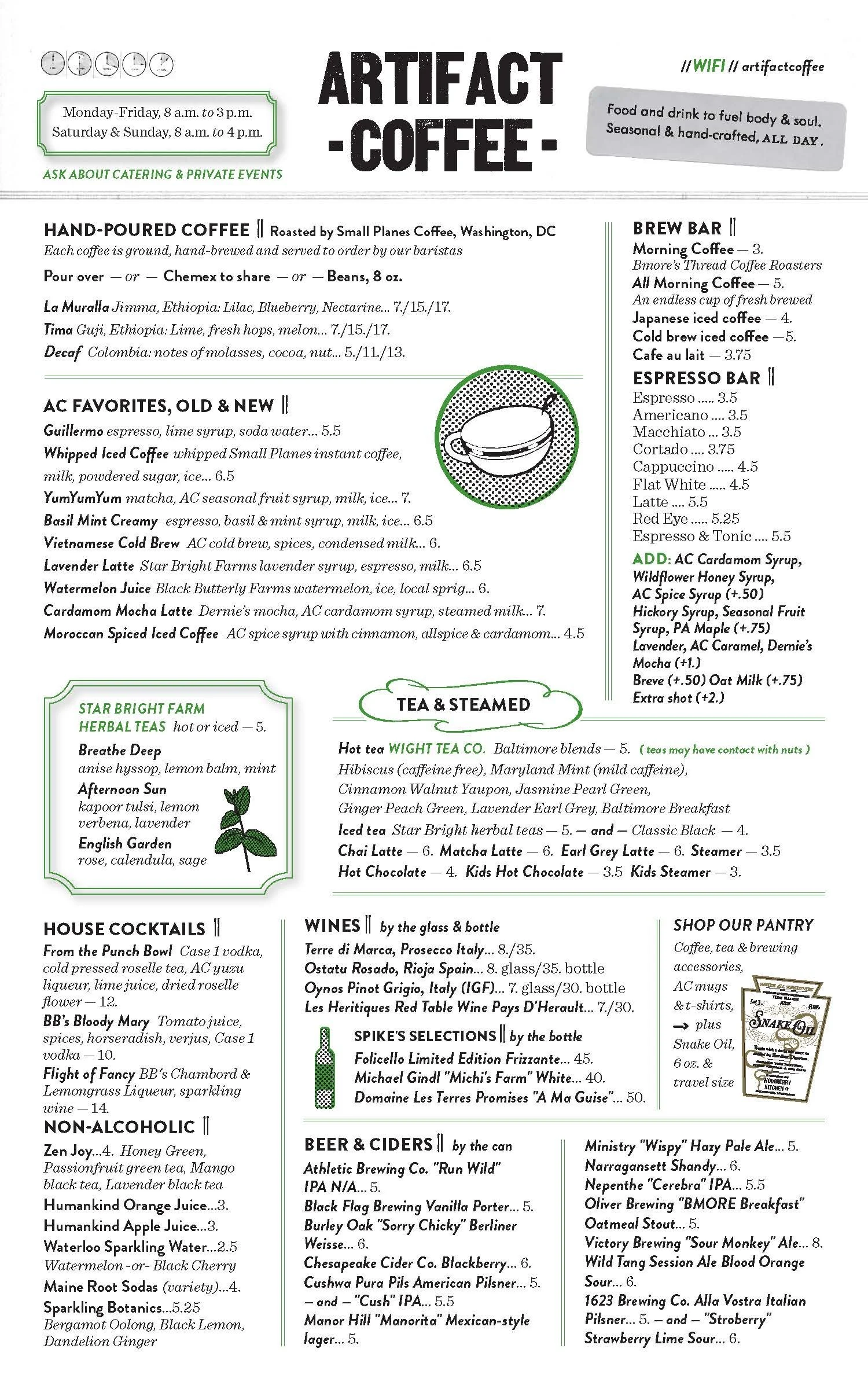 Menu — Artifact Coffee