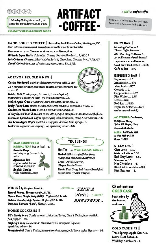 Menu — Artifact Coffee