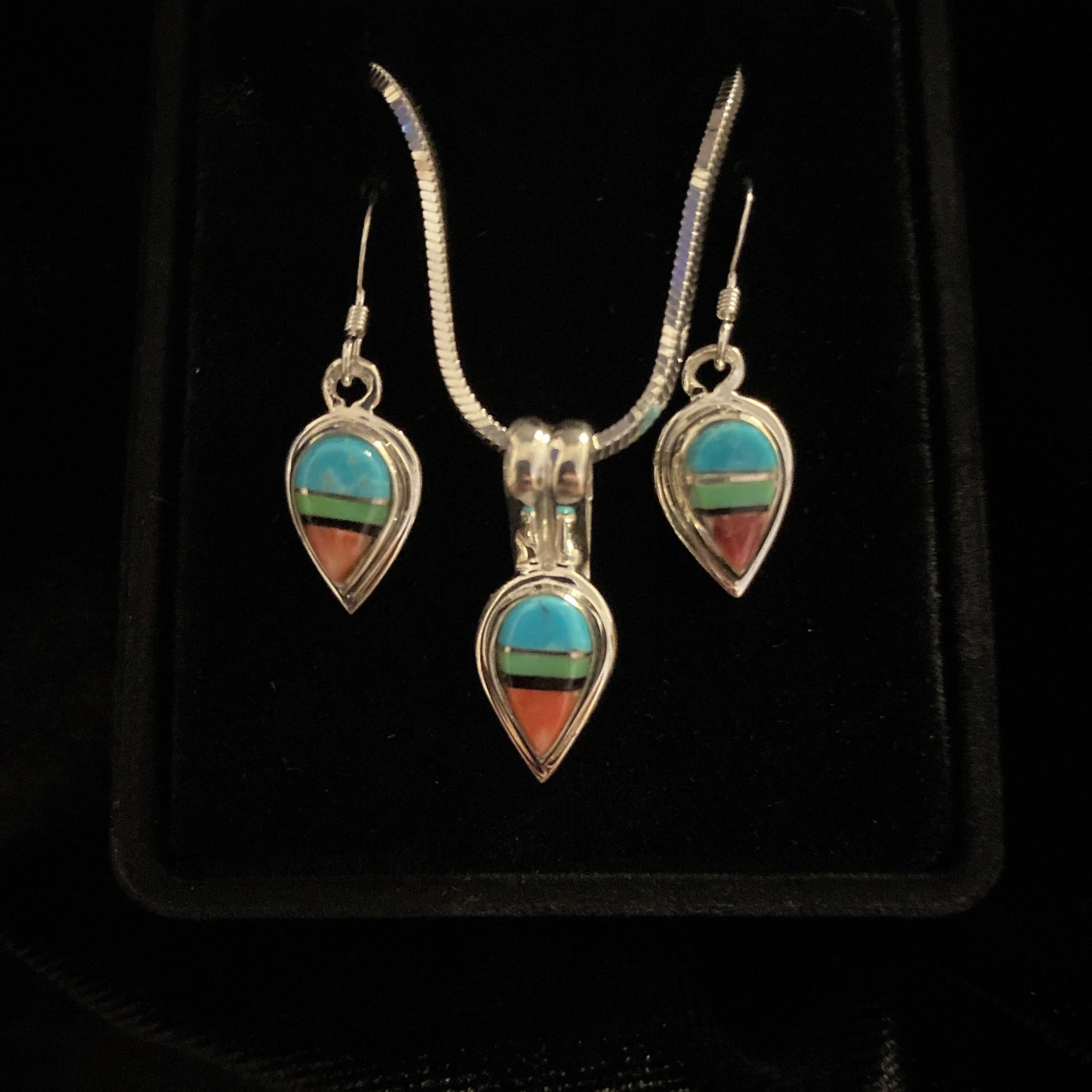 Gorgeous Calvin Begay Turquoise Inlay Set — Bowlin Travel Centers, Inc.