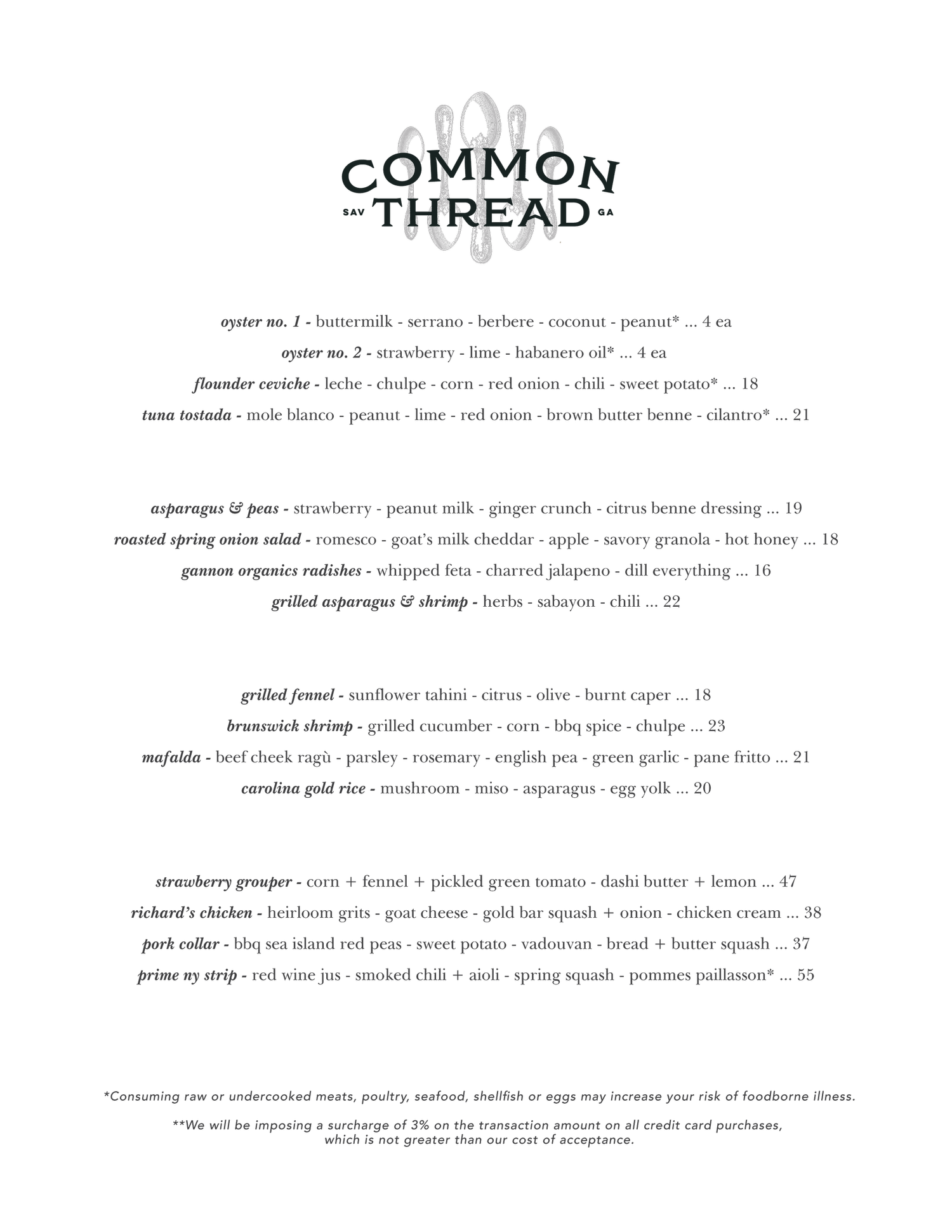 dinner — COMMON THREAD