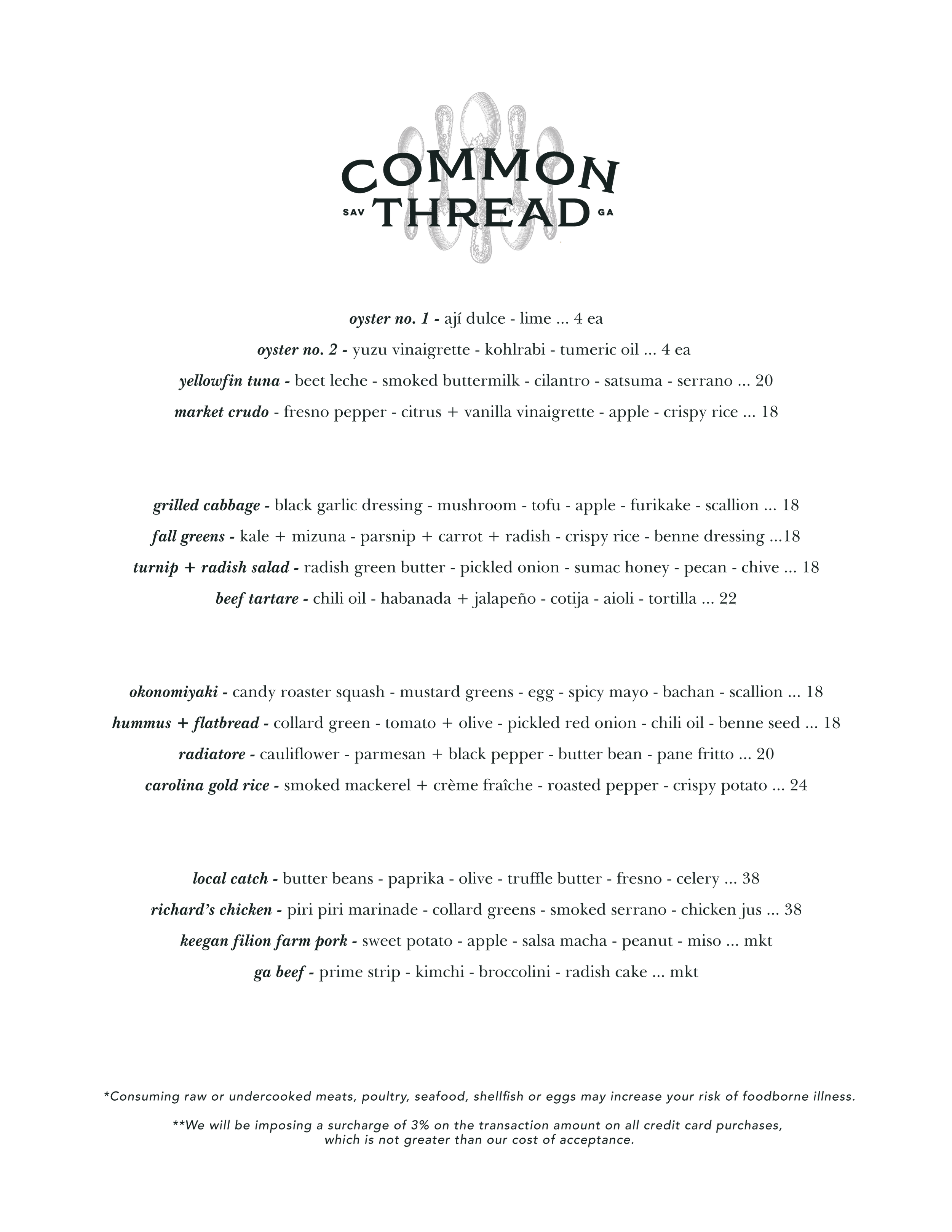 dinner — COMMON THREAD