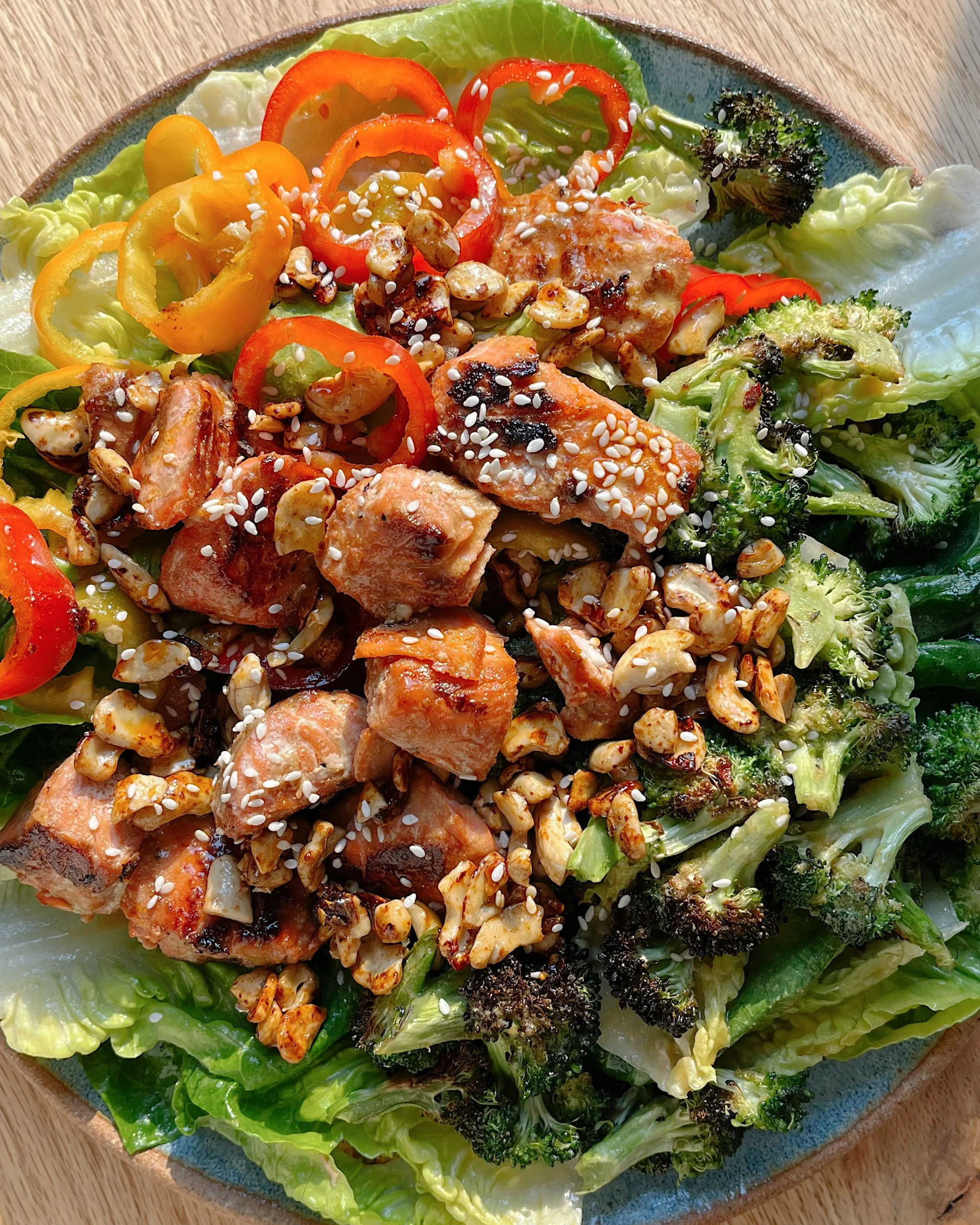 Summer Salads: Tamari Salmon Salad with Spicy Cashews — Kula's Kitchen