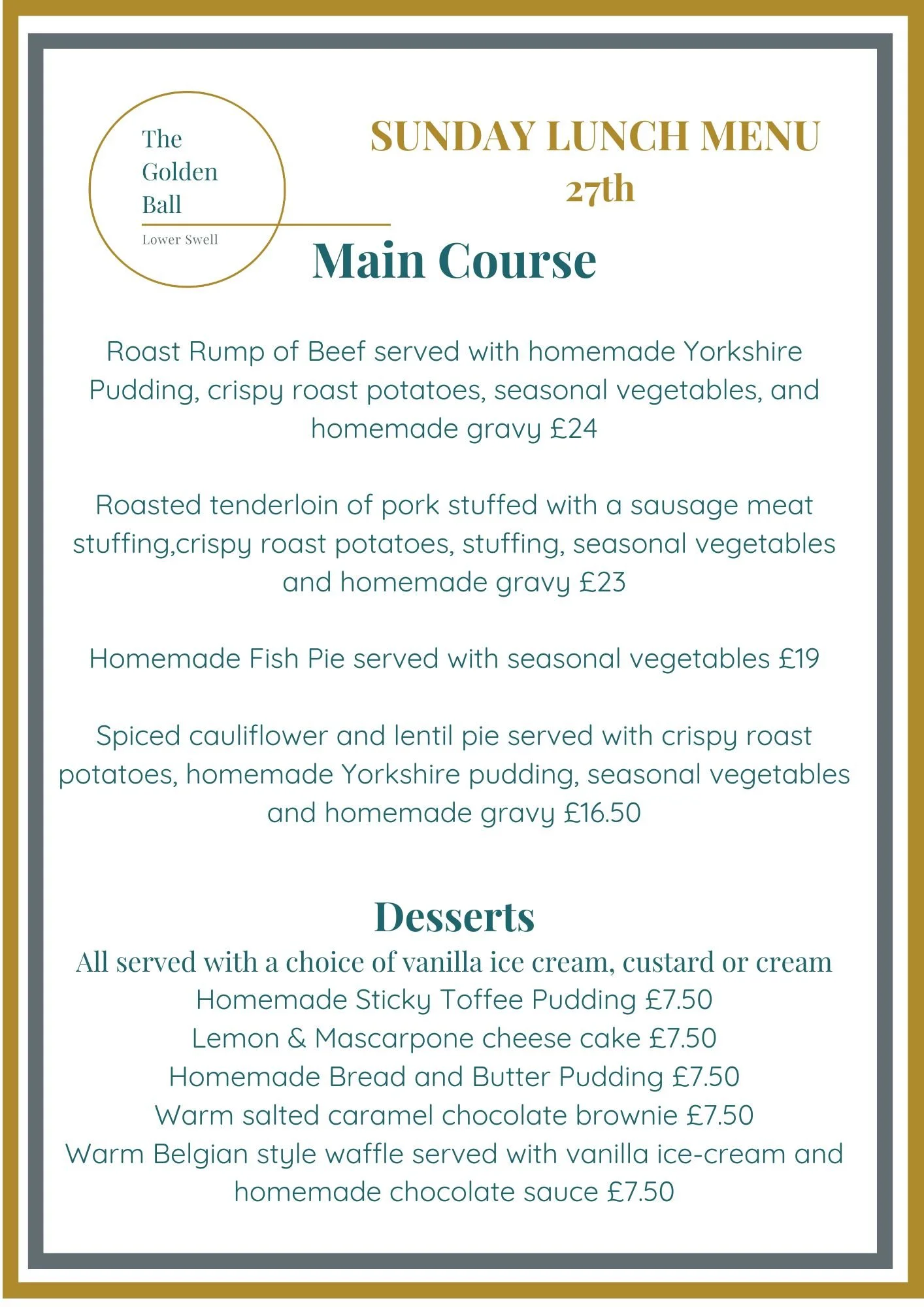 Menu — The Golden Ball