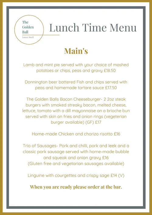 Menu — The Golden Ball