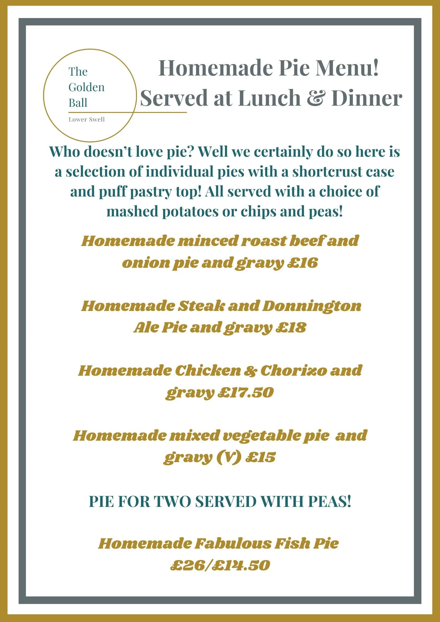 Menu — The Golden Ball