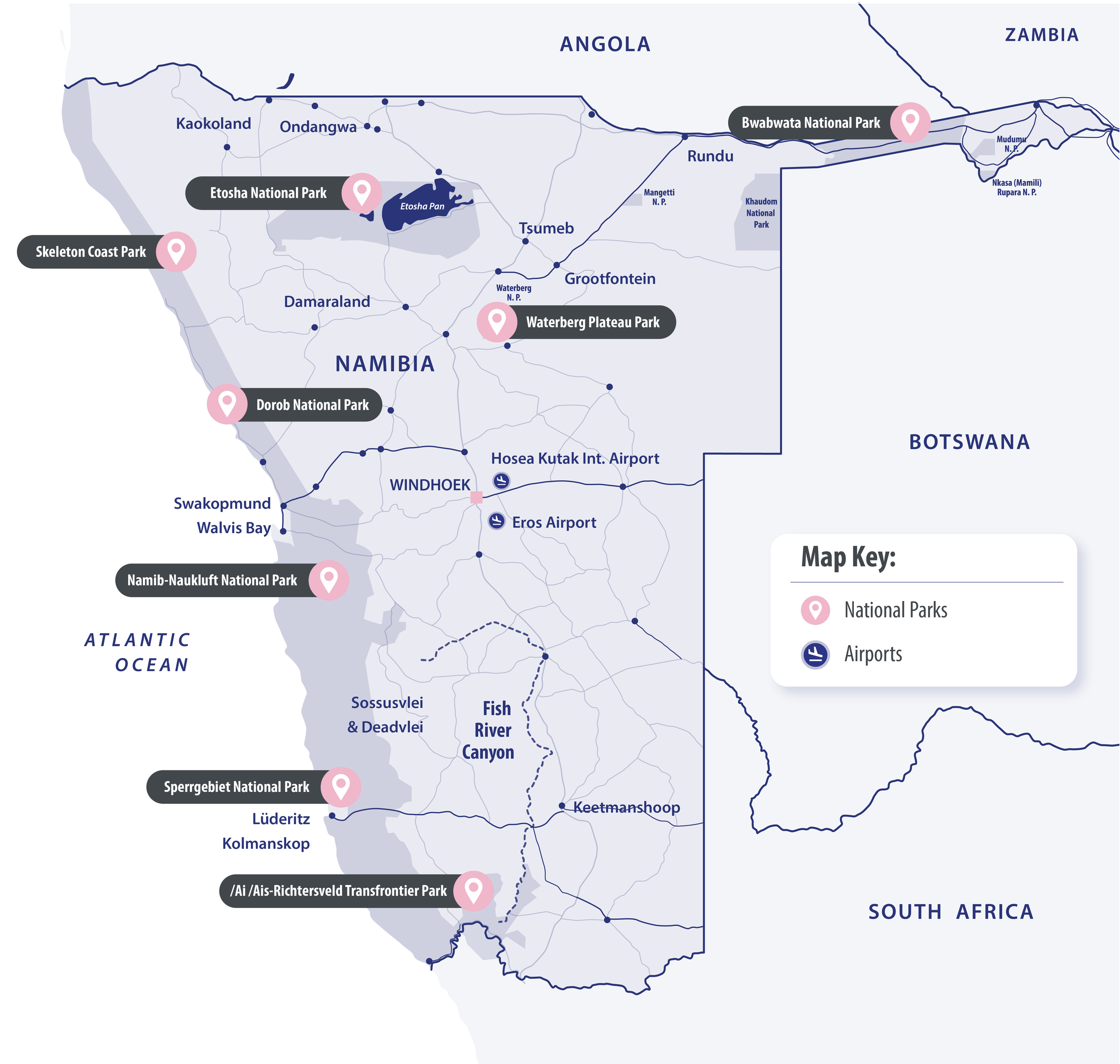 Tierpark Namibia Karte _ Namibia Park Map – VNUMS