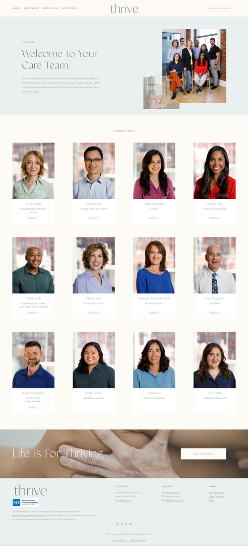 Thrive Physical Therapy - Branding & Squarespace Website Design For NYC Physical Therapy ...