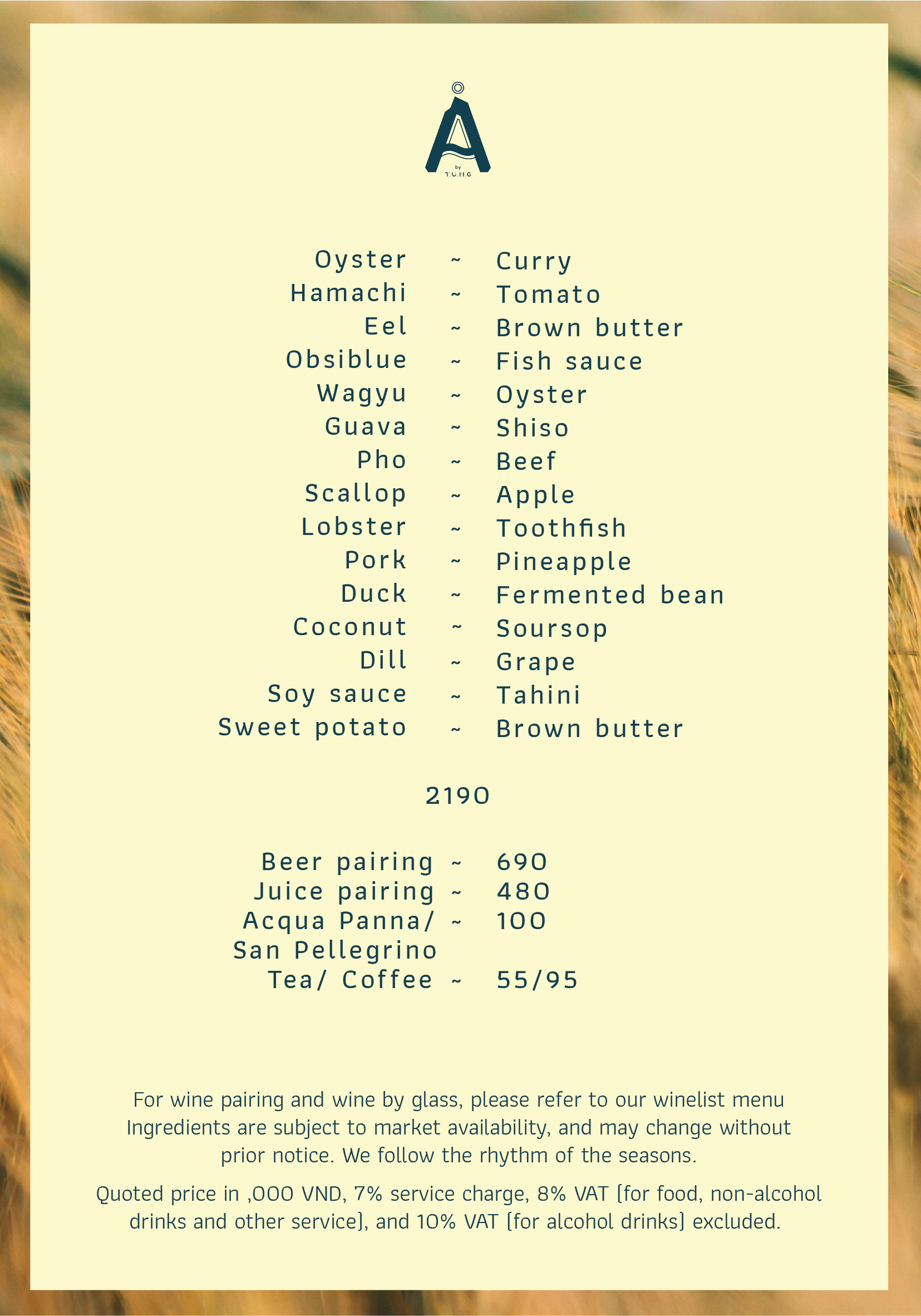 TASTING MENU — Å by T.U.N.G