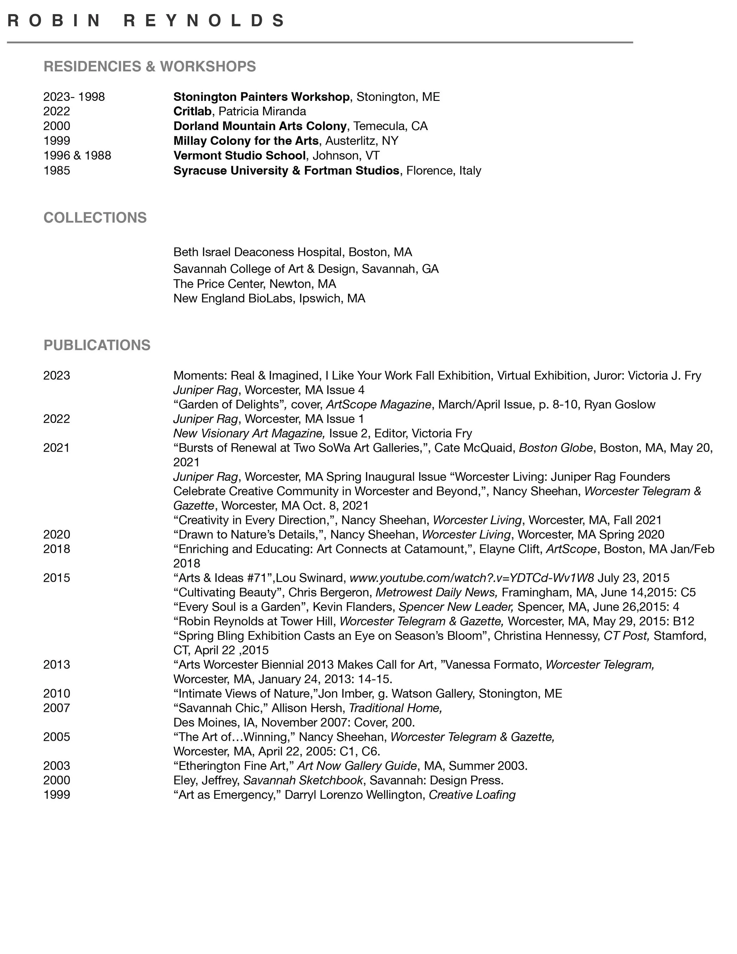 Resume — Robin Reynolds