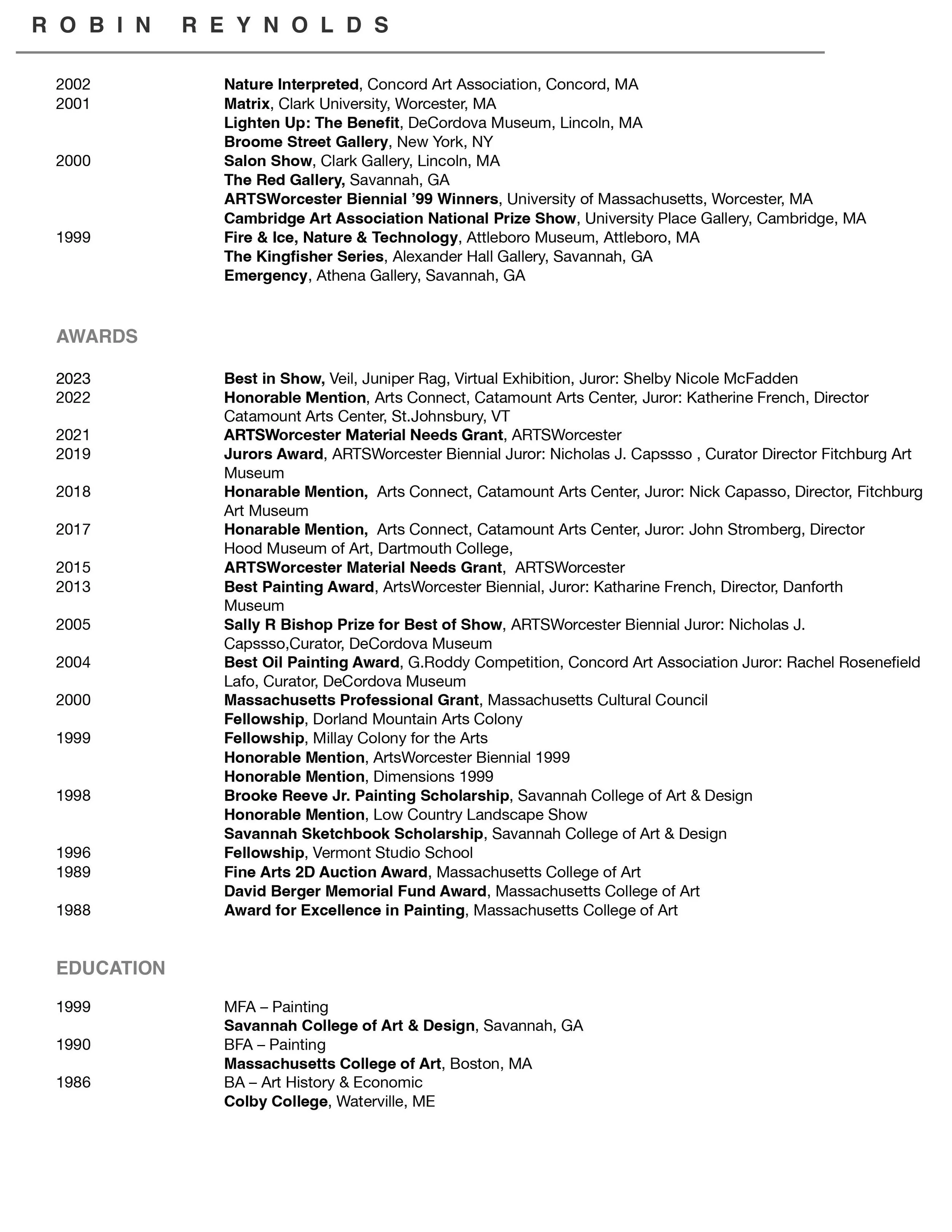 Resume — Robin Reynolds
