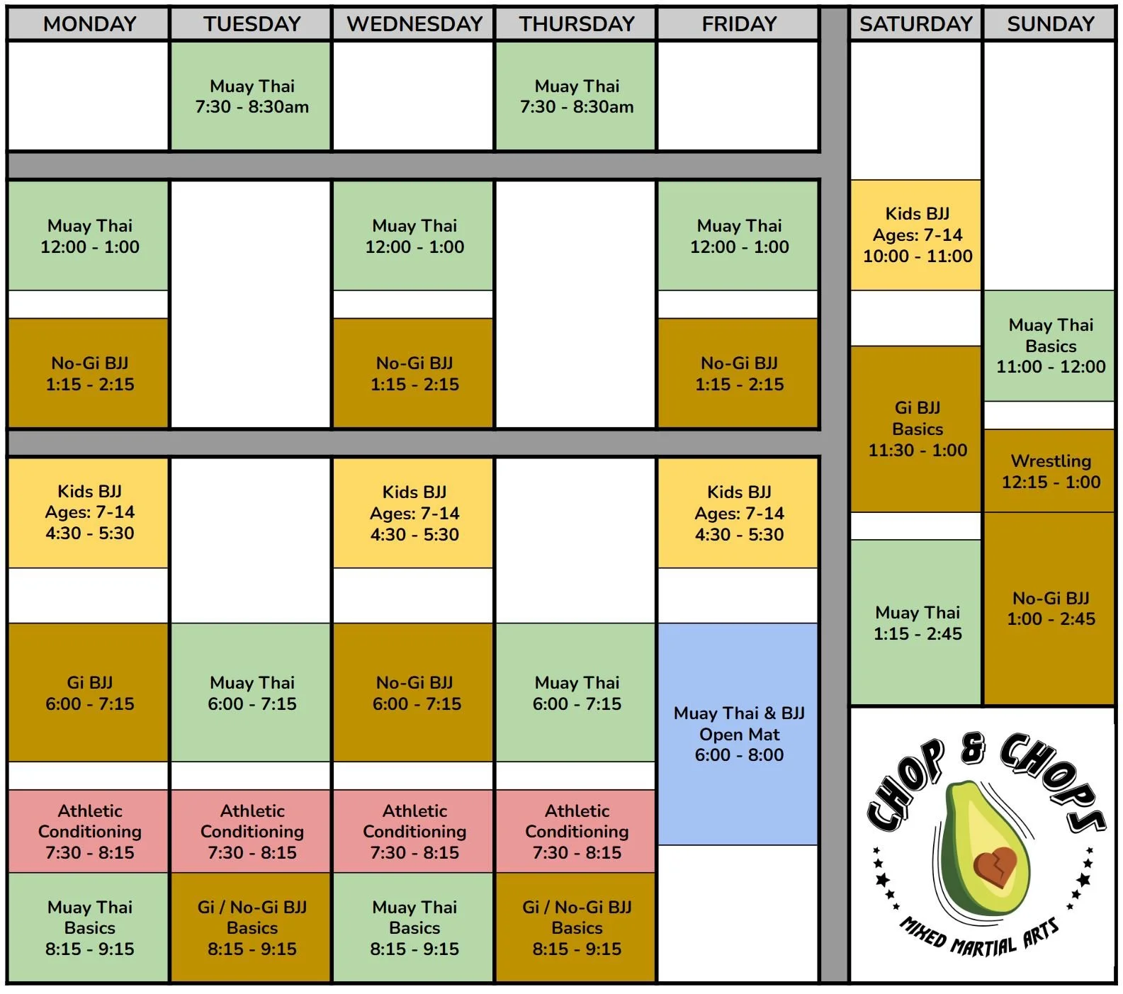 Class Schedule — Chops & Chops MMA