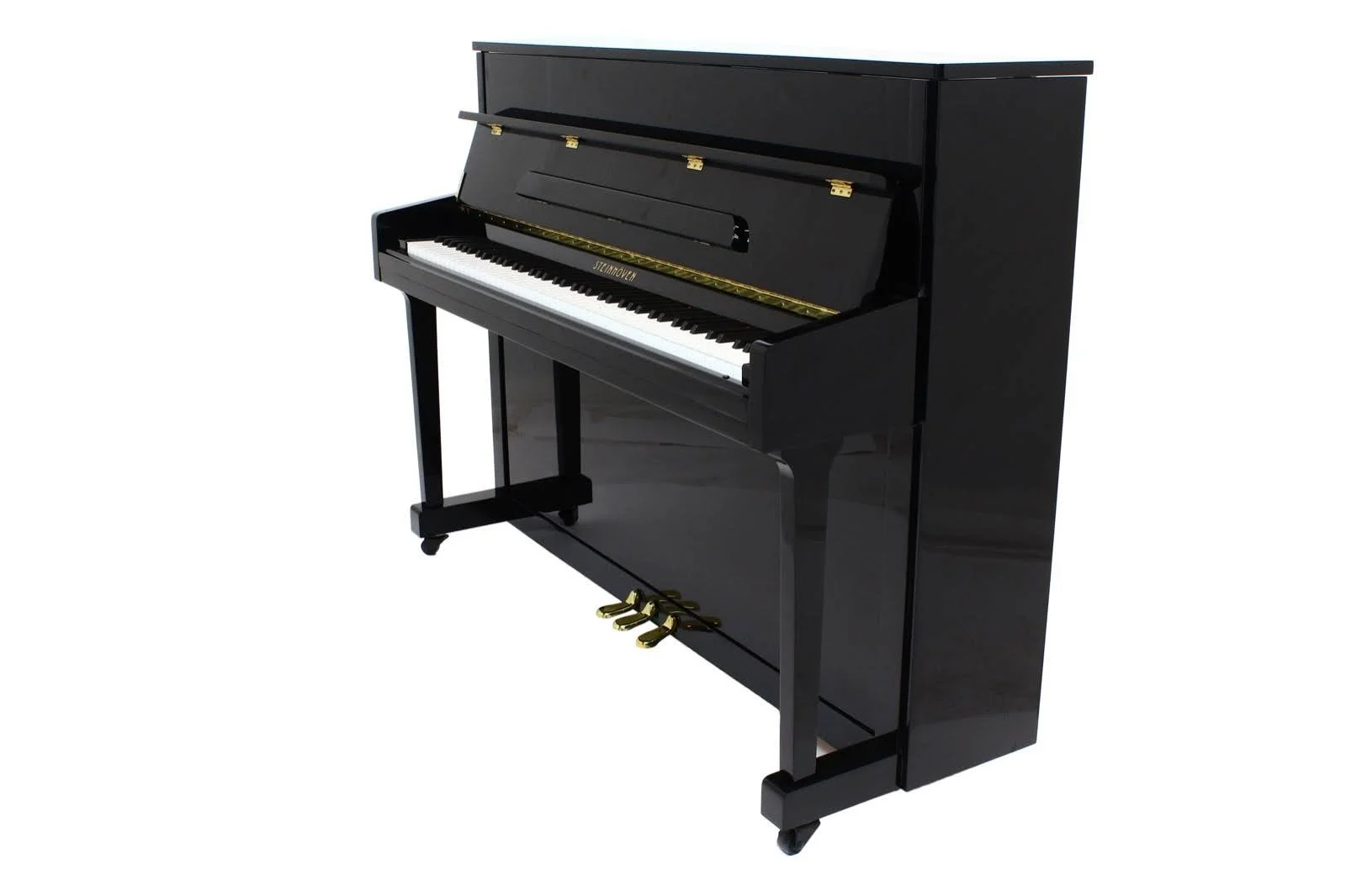 BRAND NEW - STEINHOVEN SU-113 POLISHED EBONY SMALL UPRIGHT PIANO WITH ...