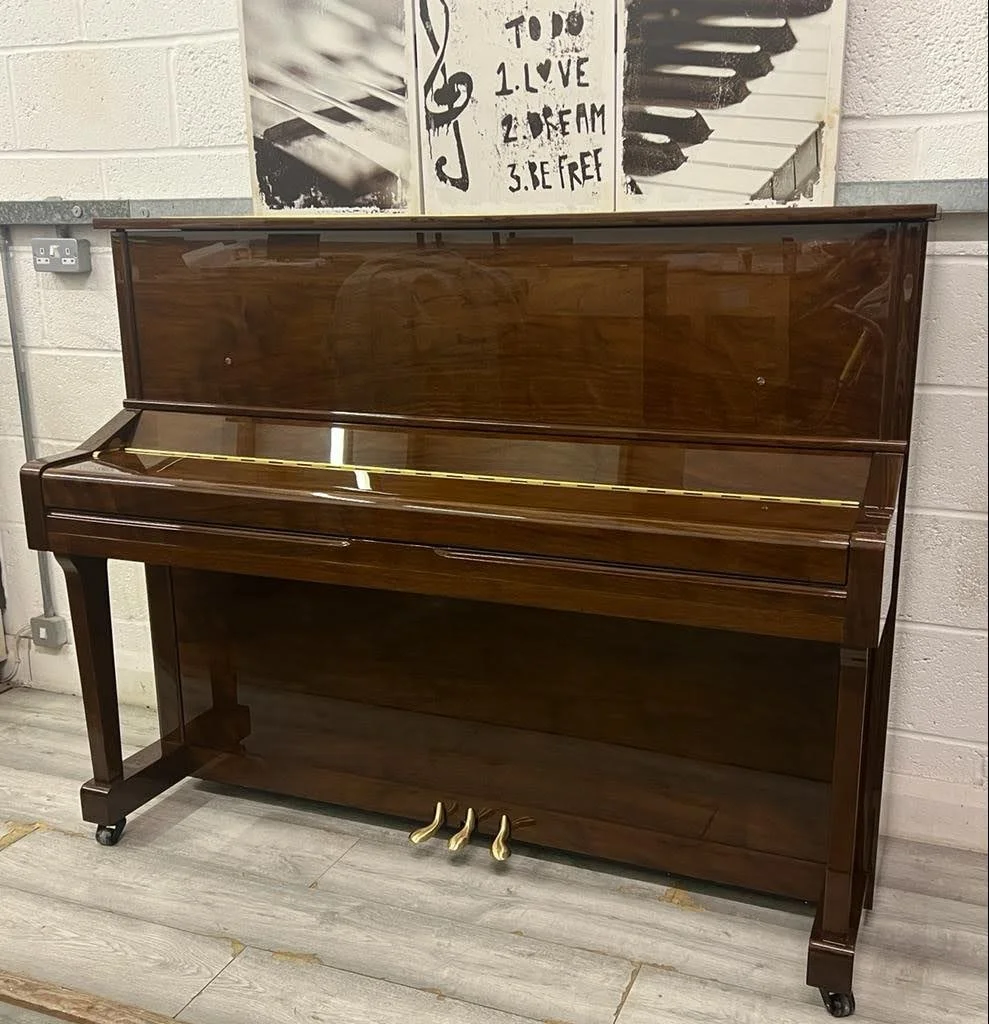 BRAND NEW - STEINHOVEN SU-121 POLISHED WALNUT UPRIGHT PIANO — Pianos Direct