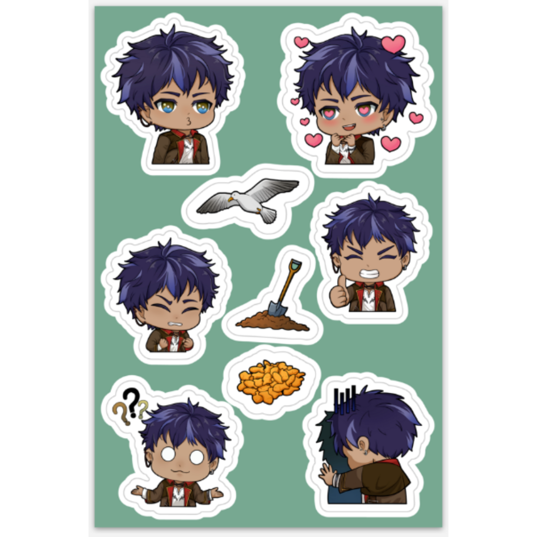 Untold Atlas Eli Ryder Sticker Sheet Group Chat Chibi — Nochi Studios