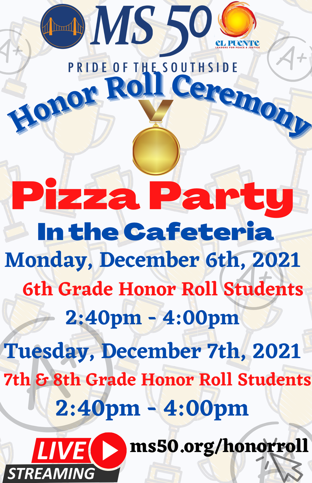 6th Grade Honor Roll Ceremony — MS 50