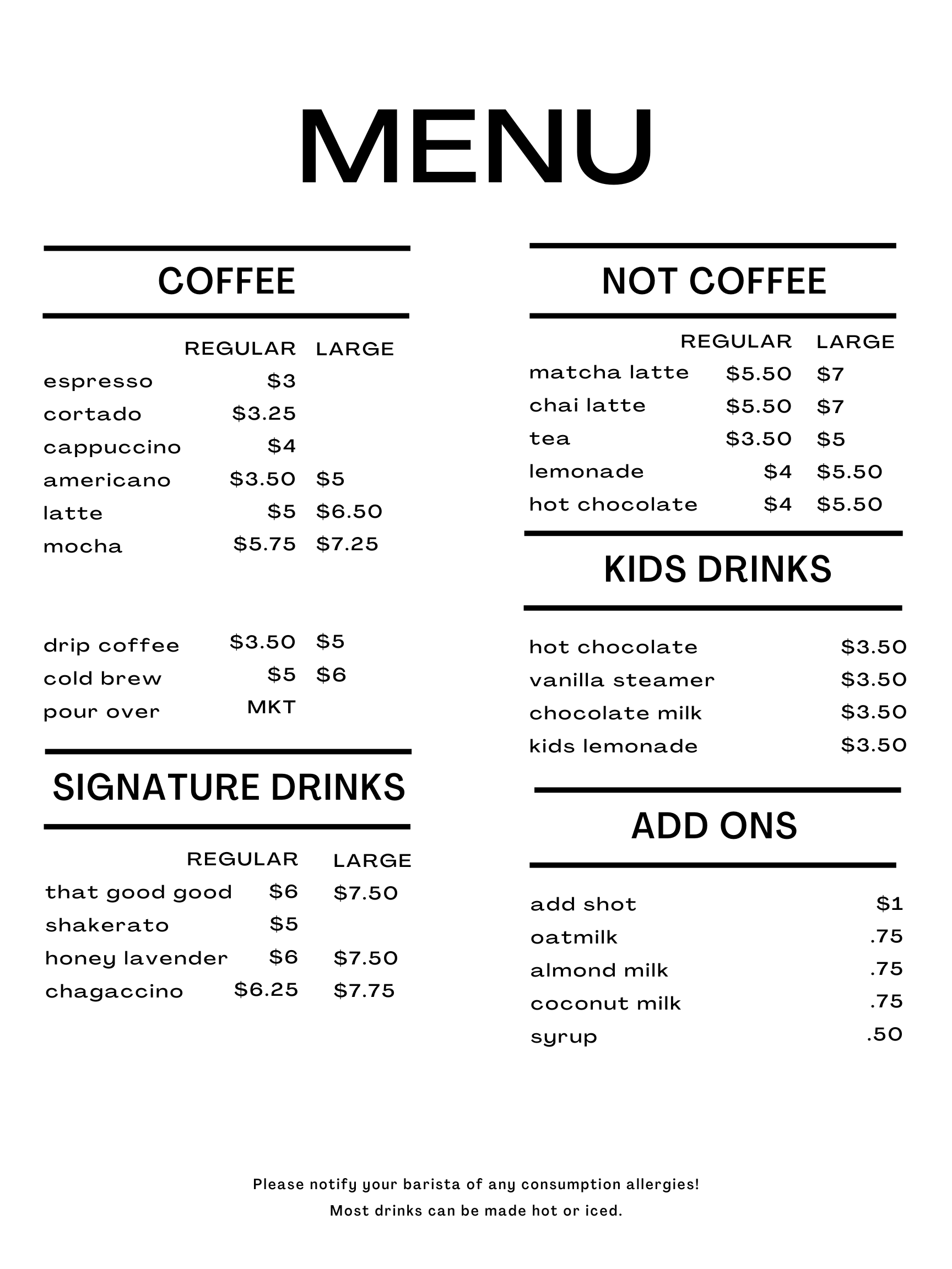 Chrome Coffee Menu — About Us