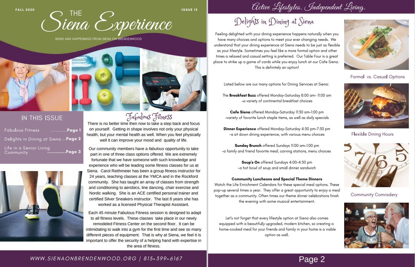 Independent Senior Living Newsletter Siena on Brendenwood — Siena on ...