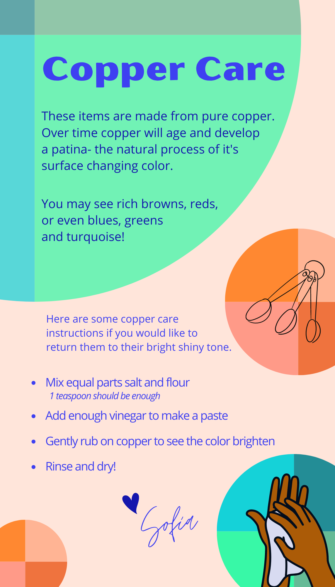Copper Care instructions — Sofía Sharpe Studios