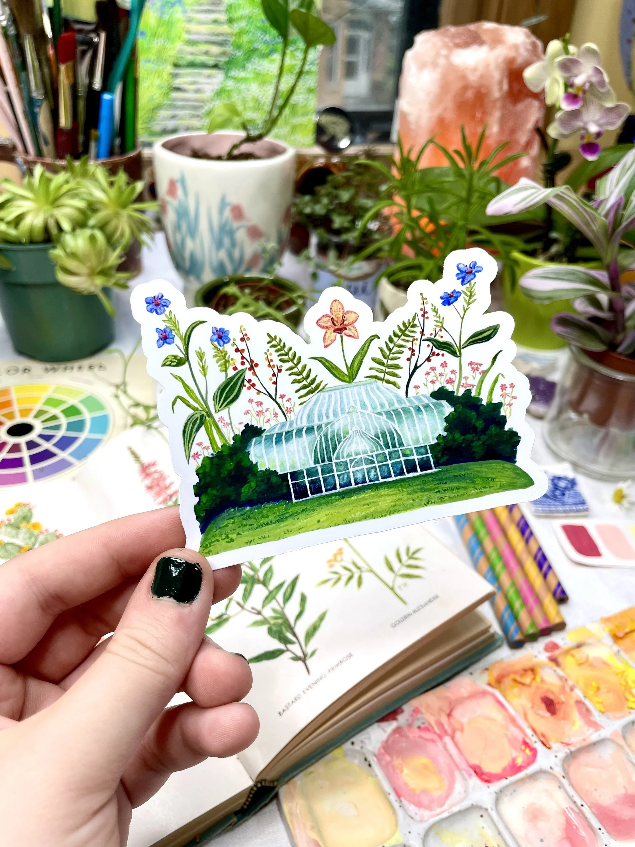 Enchanted Greenhouse Vinyl Sticker — Lilly Carr Art
