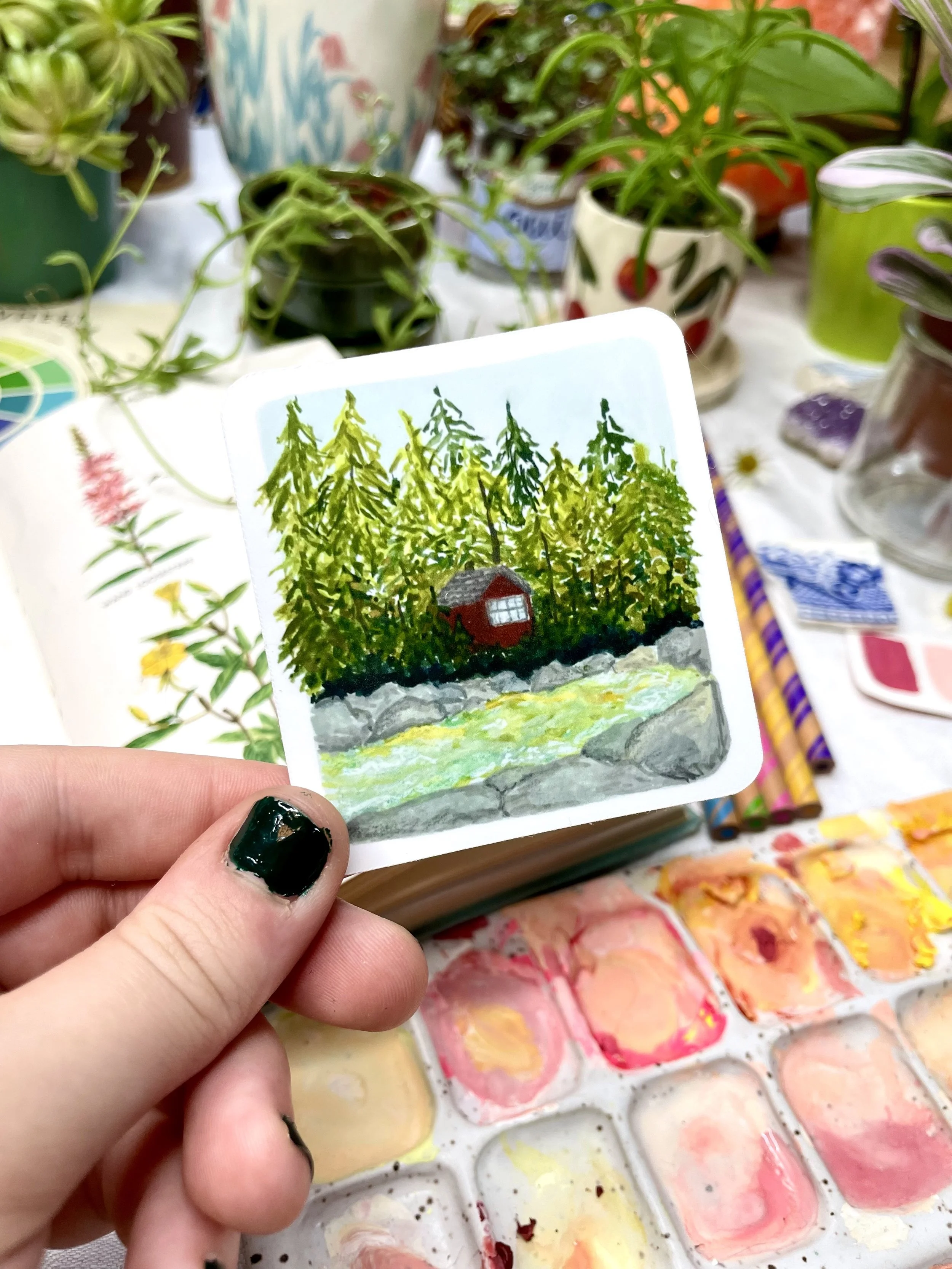 Cozy Cabin Vinyl Sticker — Lilly Carr Art