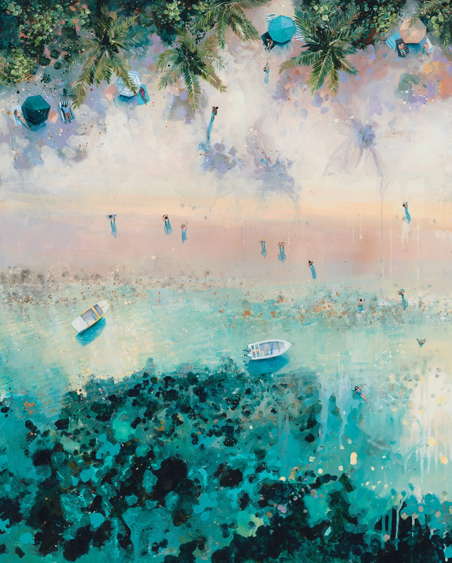 'Pure Shores I & II' Diptych Art Print | Tropical Aerial Seascape Set ...