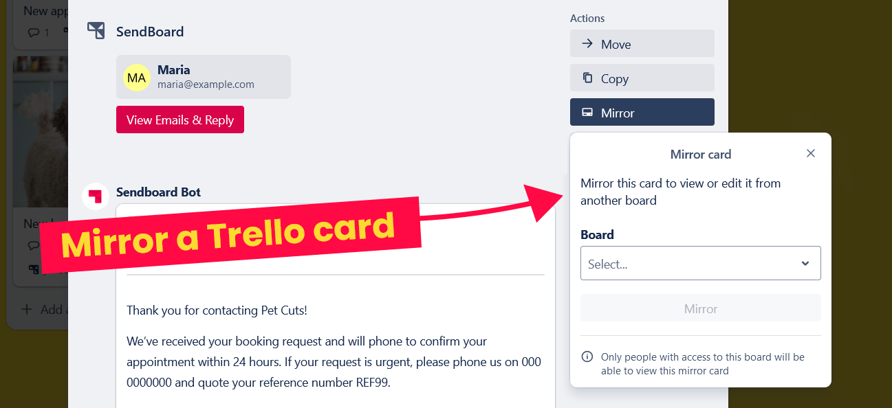 New Trello feature: Mirror cards across boards
