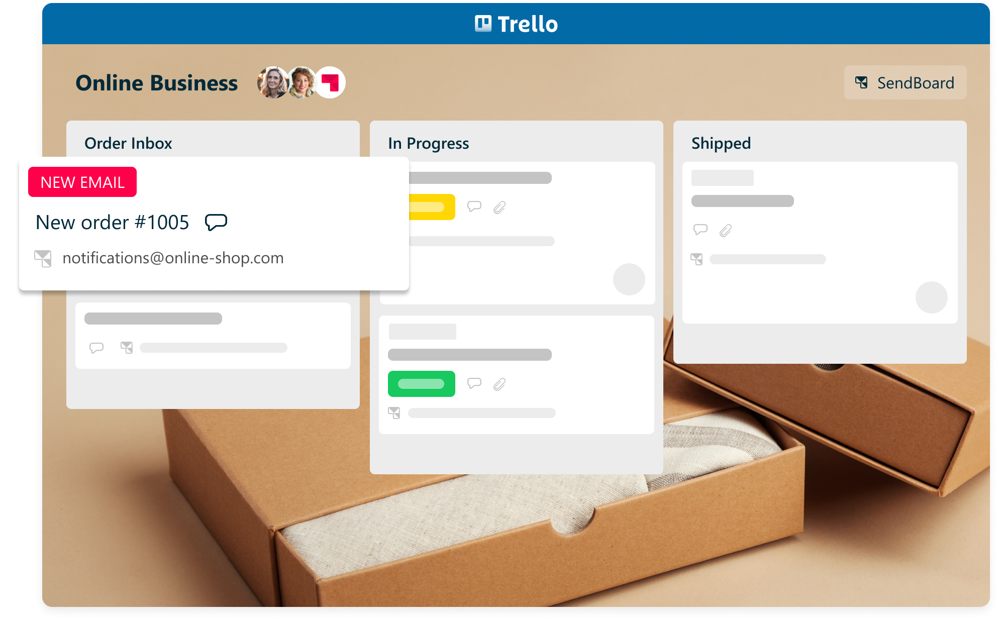 eCommerce workflow in Trello | Email for Trello Power-Up