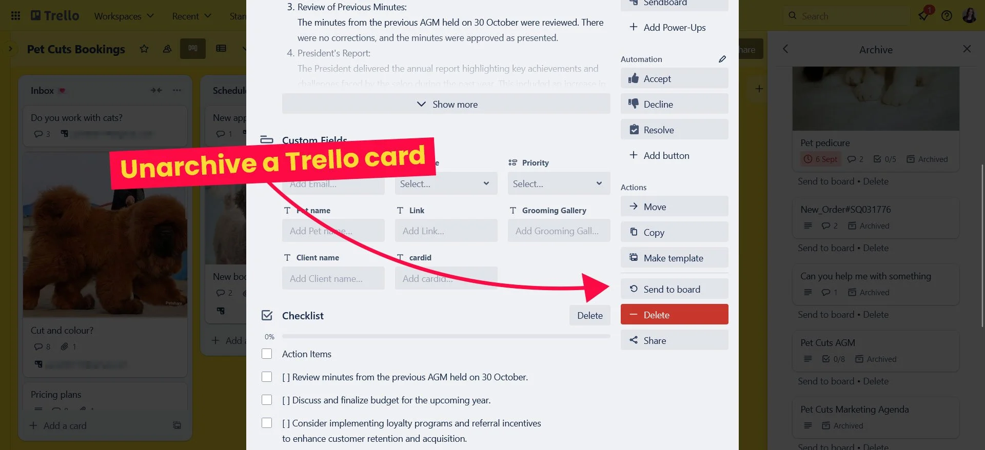 How to archive cards, lists and boards in Trello