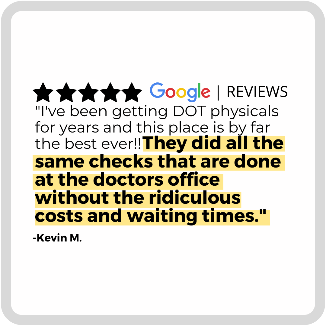 DOT Physicals - Salem, MA ($89 DOT Medical Cards)