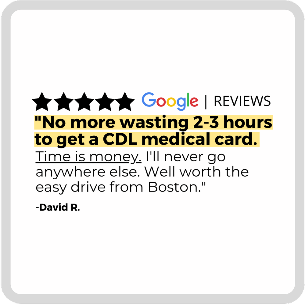 DOT Physicals - Salem, MA ($89 DOT Medical Cards)