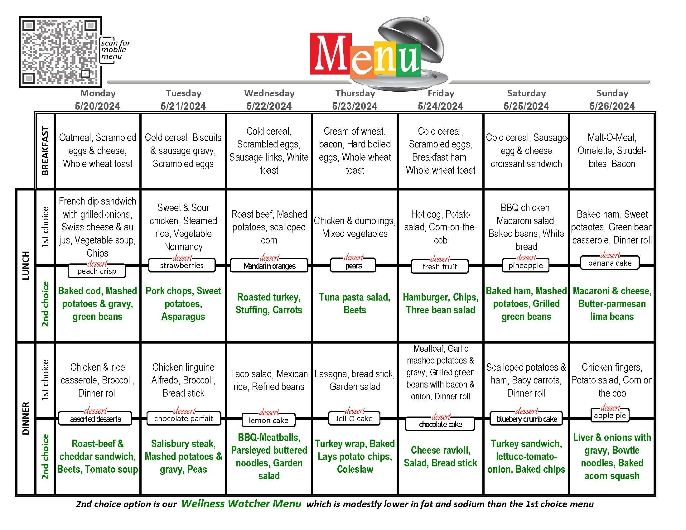 Menu 1 — Jackson County Medical Care Facility