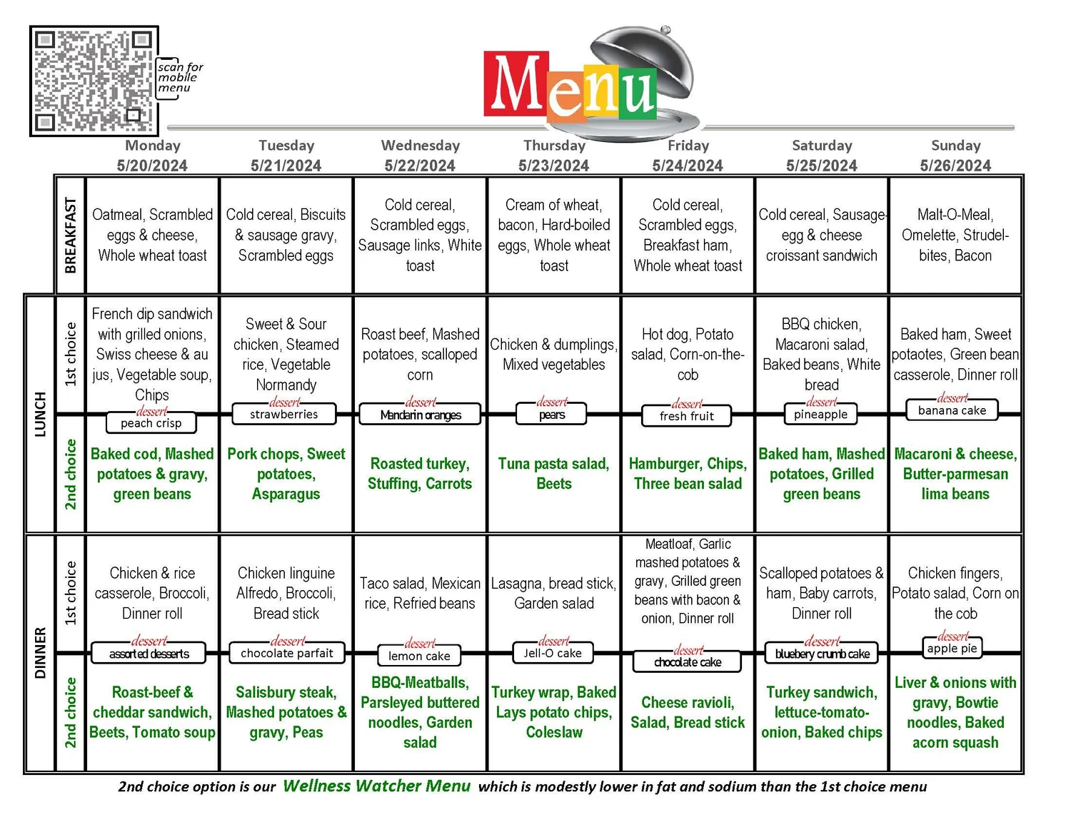 Menu 1 — Jackson County Medical Care Facility